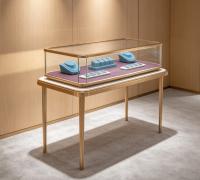 China Standing Lighting Jewelry Display showcase Shop Furniture Jewellery Kiosks Glass Round Jewelry showcase Counter Stainless for sale