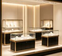 China Glass Jewelry Store Cabinet Furniture Jewelry Display Showcase Counter Gold Glass Counter for sale