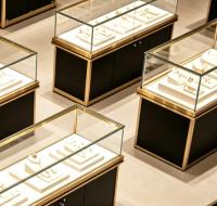 China Glass Jewelry Store Cabinet Furniture Jewelry Display Showcase Counter Gold Glass Counter for sale