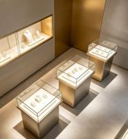 China Custom Glass museum Display Counter Commercial Retail Store Furniture Half Version museum Display Case Display Cabinet for sale
