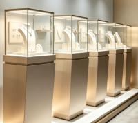 China Custom Glass museum Display Counter Commercial Retail Store Furniture Half Version museum Display Case Display Cabinet for sale