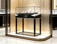 China Custom Modern Jewelry Display Cabinet, White Marble & Gold Frame Glass Display for Boutique for sale