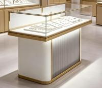 China Commercial Interior Design for Luxury Jewelry Showroom Display Cabinets with LED Lighting Vintage Gold Finish for Shopping Malls for sale