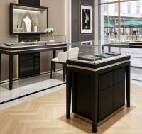 China Luxury Black Wooden Jewelry Display Case with Glass Top and LED Lighting for High-End Jewelry Store and Luxury Shopping Mall for sale
