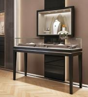 China Luxury Black Wooden Jewelry Display Case with Glass Top and LED Lighting for High-End Jewelry Store and Luxury Shopping Mall for sale