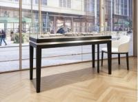 China Luxury Black Wooden Jewelry Display Case with Glass Top and LED Lighting for High-End Jewelry Store and Luxury Shopping Mall for sale