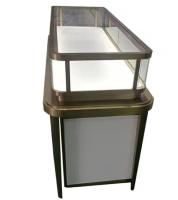 China Luxury Square Jewelry Display Case High End Custom Showcase with Glass Panel & Bronze Metal Trim LED Lighting for Luxury Retail for sale