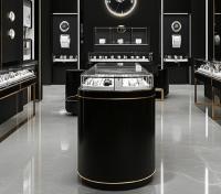 China Luxury Black & Gold Jewelry & Watch Display Case Set High-End Custom Glass Showcase LED Lighting High Quality Durable for sale