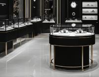 China Luxury Black & Gold Jewelry & Watch Display Case Set High-End Custom Glass Showcase LED Lighting High Quality Durable for sale