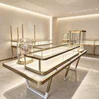 China Modern Jewelry Shop Interior with Interactive Digital Displays Sealed Dust-Proof and White And Gold Color Scheme for sale