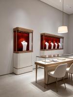 China Customized Dimensions Jewelry Counter with Tempered Glass and Stainless Steel Featuring LED Display Lighting for sale