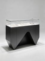 China Eco-Friendly Jewelry Display Table with High-clarity Tempered Glass and Lockable Compartments for sale