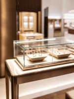 China Durable Jewelry Counter 1200X550X960MM With Tempered Glass And Stainless Steel Featuring White LED Luminous Base for sale