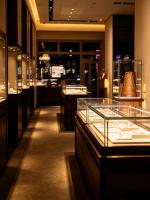 China Durable Jewelry Counter 1200X550X960MM With Tempered Glass And Stainless Steel Featuring White LED Luminous Base for sale