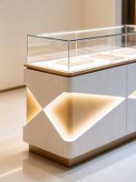 China White LED Luminous Base Jewelry Counter with Customized Logo Design and 1200X550X960MM Dimensions for Retail Display for sale