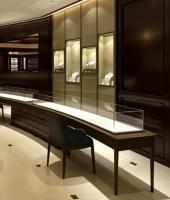 China Silver With Black Trim Luxury Front Showcase Featuring LED Lighting and Customizable Shelving for Jewelry Display for sale