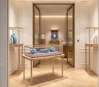 China Luxury Front Showcase Jewelry Display Showcase with 150kg Load Capacity Silver With Black Trim and LED Lighting for sale