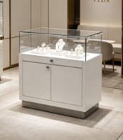 China Customized Shelf Dimensions Luxury Front Showcase with Tempered Glass and LED Interior Lighting for Commercial Spaces for sale