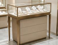 China Modern Farmhouse Freestanding Island Display Cabinet with Customized Shelf Dimensions and Tempered Glass Top for sale