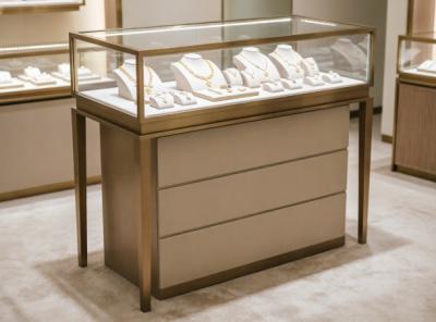 China Modern Farmhouse Freestanding Island Display Cabinet with Customized Shelf Dimensions and Tempered Glass Top for sale