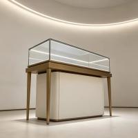 China Tempered Glass And Solid Wood Wall Mounted Display Case With 50kg Per Shelf Weight Capacity And Front Opening Soft-Close Doors for sale