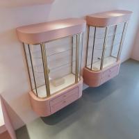 China Tempered Glass And Solid Wood Luxury Front Showcase With LED Interior Lighting And Adjustable Glass Shelves for sale