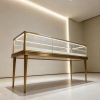 China 200cm X 80cm X 220cm Tempered Glass Luxury Front Showcase with Adjustable Glass Shelves for sale