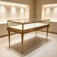 China 200cm X 80cm X 220cm Tempered Glass Luxury Front Showcase with Adjustable Glass Shelves for sale