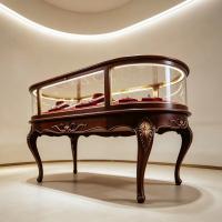 China Upright Display Case with Natural Marble Vein Finish, Customizable Dimensions, and Built-in High-CRI LED Lighting for sale