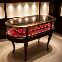 China Upright Display Case with Natural Marble Vein Finish, Customizable Dimensions, and Built-in High-CRI LED Lighting for sale