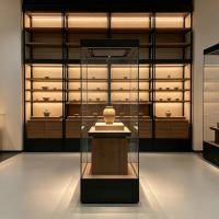 China 200cm X 80cm X 220cm Luxury Front Showcase with LED Interior Lighting and 5 Adjustable Glass Shelves for sale