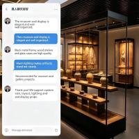 China 200cm X 80cm X 220cm Luxury Front Showcase with LED Interior Lighting and 5 Adjustable Glass Shelves for sale