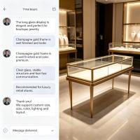 China 200cm X 80cm X 220cm Tempered Glass Luxury Front Showcase with Adjustable Glass Shelves for sale