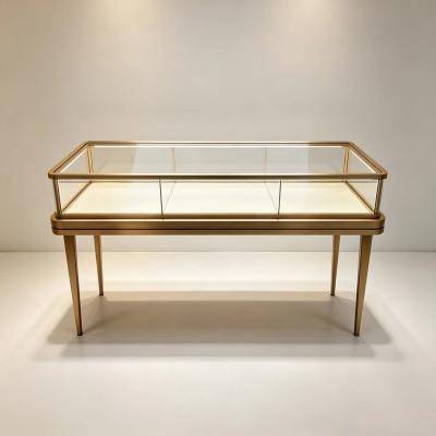 China 200cm X 80cm X 220cm Tempered Glass Luxury Front Showcase with Adjustable Glass Shelves for sale