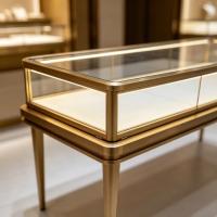 China 200cm X 80cm X 220cm Tempered Glass Luxury Front Showcase with Adjustable Glass Shelves for sale