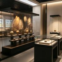China 200cm X 80cm X 220cm Luxury Front Showcase with LED Interior Lighting and 5 Adjustable Glass Shelves for sale
