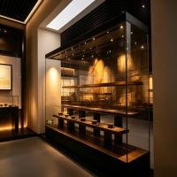 China 200cm X 80cm X 220cm Luxury Front Showcase with LED Interior Lighting and 5 Adjustable Glass Shelves for sale