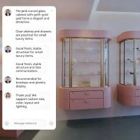 China Tempered Glass And Solid Wood Luxury Front Showcase With LED Interior Lighting And Adjustable Glass Shelves for sale