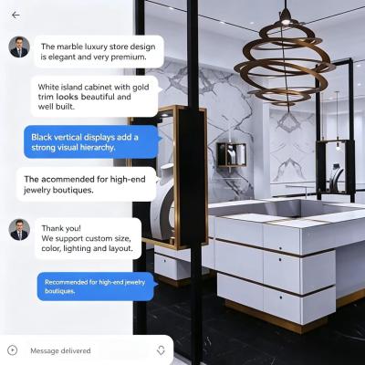China Upright Display Case with Built-in LED Strip Lights, 50kg Per Shelf Weight Capacity, and Natural Marble Vein Finish for sale
