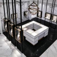 China Upright Display Case with Built-in LED Strip Lights, 50kg Per Shelf Weight Capacity, and Natural Marble Vein Finish for sale