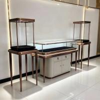 China Luxury Front Showcase with 50kg Shelf Weight Capacity Glossy Black With Chrome Accents and Built-in Air Vents for Retail Display for sale