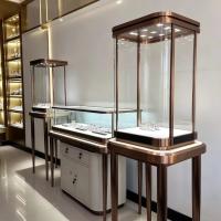 China Luxury Front Showcase with 50kg Shelf Weight Capacity Glossy Black With Chrome Accents and Built-in Air Vents for Retail Display for sale