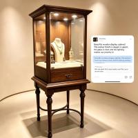 China Tempered Glass And Solid Wood Luxury Front Showcase With 50kg Per Shelf Capacity And Customized Item Shape For Retail Display for sale