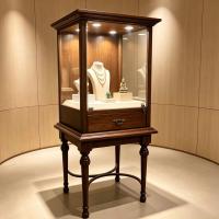China Tempered Glass And Solid Wood Luxury Front Showcase With 50kg Per Shelf Capacity And Customized Item Shape For Retail Display for sale