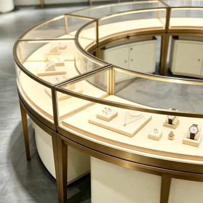 China Ergonomic Jewelry Display Props with 360° Rotatable Stand and Gold-Plated Frame for Customized Showcasing for sale
