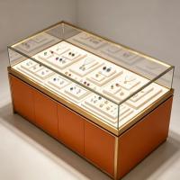 China Key Lock Jewelry Display Table with 120cm X 60cm X 75cm Dimensions and High-gloss Finish for Retail and Exhibition for sale