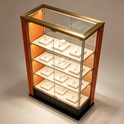China Modern Jewelry Counter with Installed Lights Black With Silver Accents and Dis-assemble For Ships Design for sale