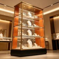 China Modern Jewelry Counter with Installed Lights Black With Silver Accents and Dis-assemble For Ships Design for sale