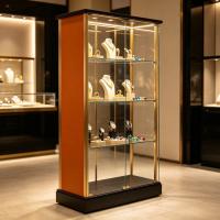 China Modern Jewelry Counter with Installed Lights Black With Silver Accents and Dis-assemble For Ships Design for sale