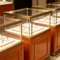 China 120cm X 60cm X 75cm Jewelry Display Table with Built-in Dimmable LED Lighting and Matte White Exterior Finish for sale